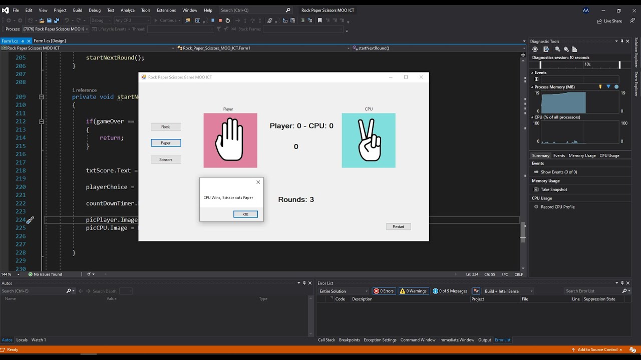 C Tutorial Create A Rock Paper And Scissors Game Moo Ict Project Based Tutorials
