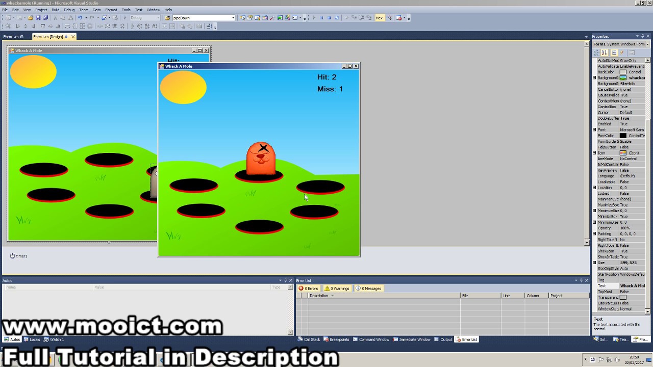 C# Tutorial – Create a simple whack a mole game in visual studio | Moo ICT – Project Based Tutorials